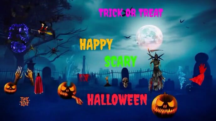 Happy scary Halloween 4K video 16:9 Template | PosterMyWall