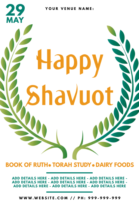 Happy Shavuot Poster Template | PosterMyWall