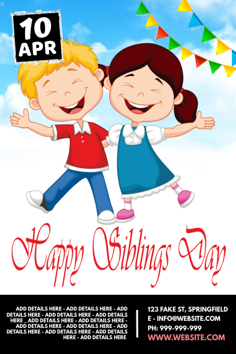 Happy Siblings Day Poster Template | PosterMyWall