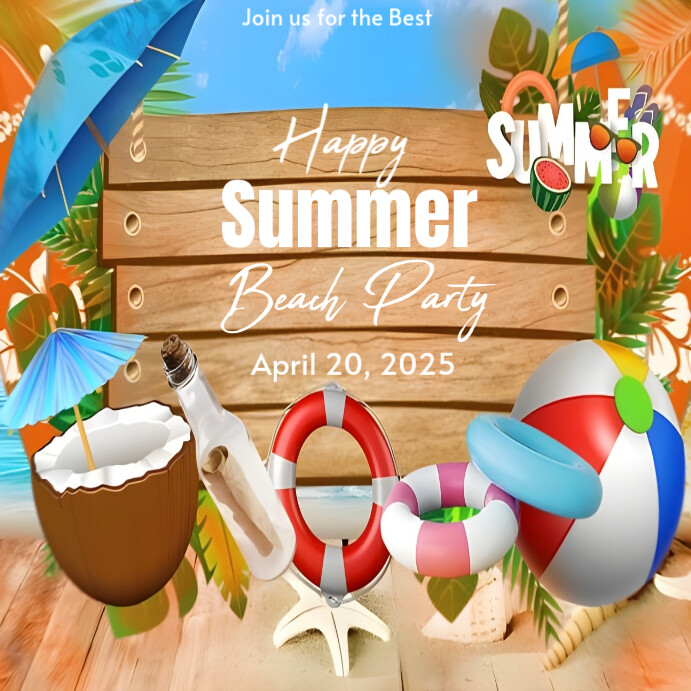 happy summer beach party Template | PosterMyWall
