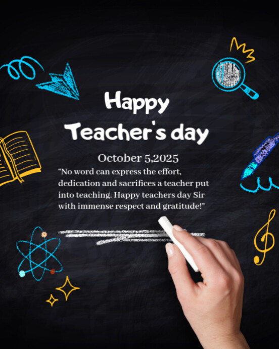 Happy Teacher's day October 5th 2025. Template | PosterMyWall