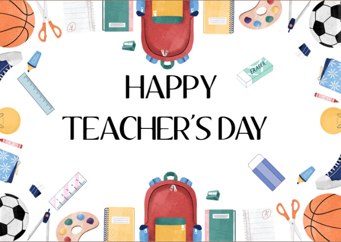 Happy Teachers day postcard design template | PosterMyWall