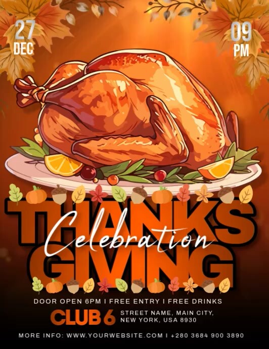 Happy Thanks Giving Celebration Template | PosterMyWall