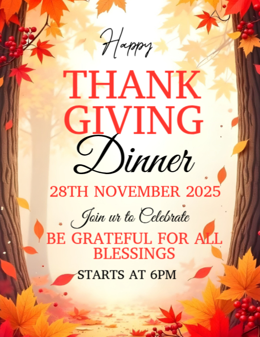 Happy Thanks Giving Flyer Template | PosterMyWall