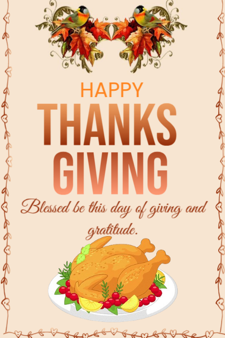 happy thanks giving poster template | PosterMyWall