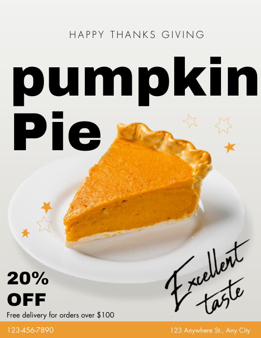 HAPPY THANKS GIVING PUMPKIN PIE SALE Template | PosterMyWall