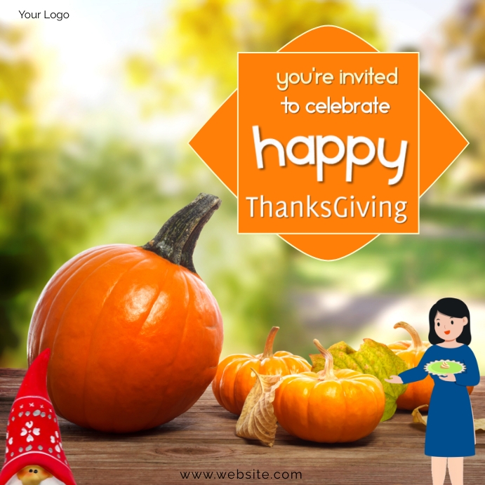 happy thanks givinig day social media post Template | PosterMyWall