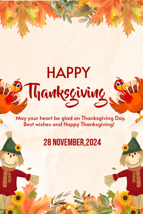 Happy Thanksgiving 2024 Template | PosterMyWall