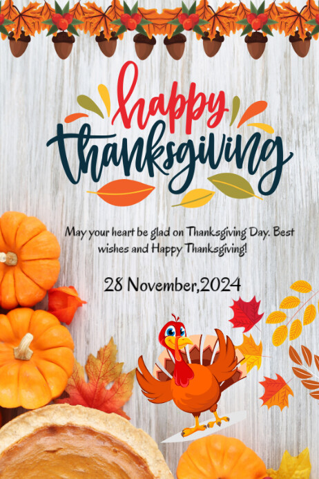 Happy Thanksgiving 2024 Template | PosterMyWall