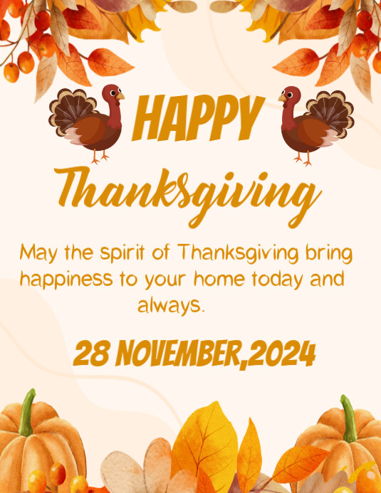 Happy Thanksgiving 2024 Template | PosterMyWall