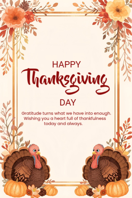 Happy Thanksgiving 2025 Template | PosterMyWall
