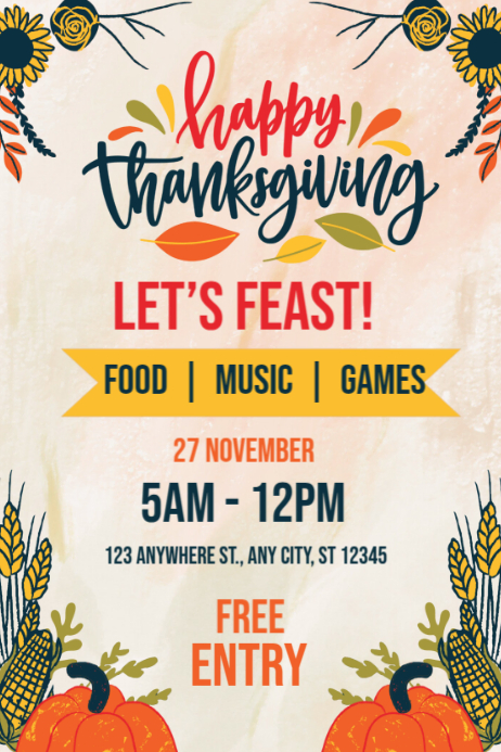 Happy Thanksgiving Celebration Card 2025 Template | PosterMyWall