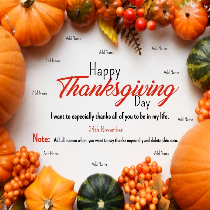 happy thanksgiving day instagram post (1) Template | PosterMyWall