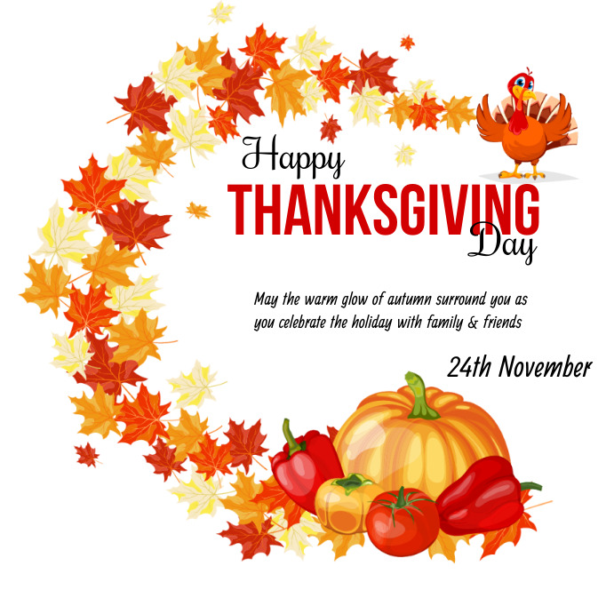 happy thanksgiving day instagram post Template | PosterMyWall