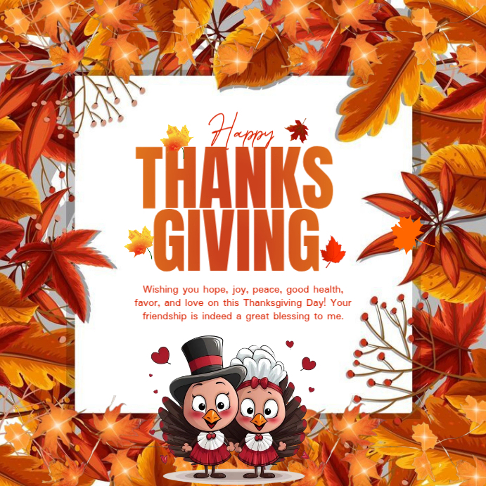 happy thanksgiving day instagram post Template | PosterMyWall