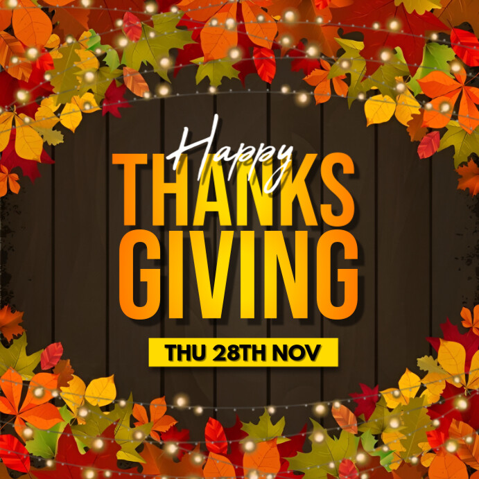 Happy Thanksgiving Day Instagram Post. Template | PosterMyWall