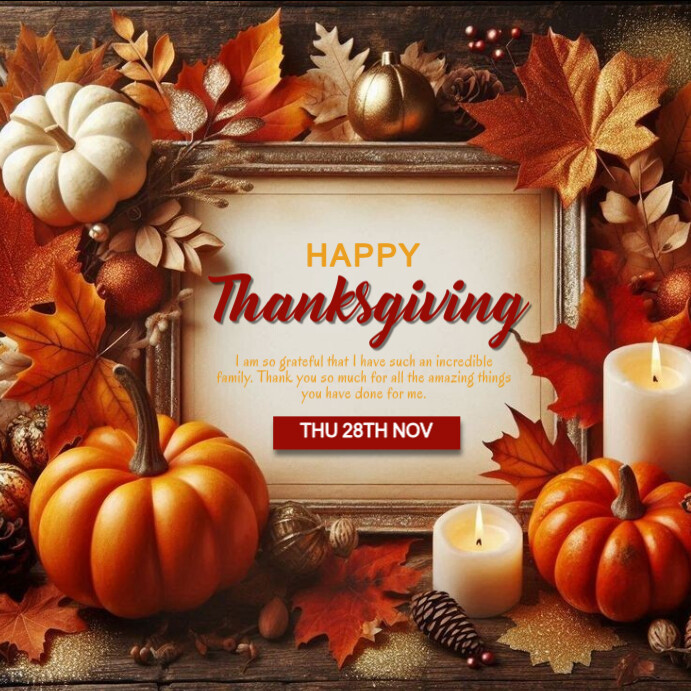 Happy Thanksgiving Day Instagram Post. Template | PosterMyWall