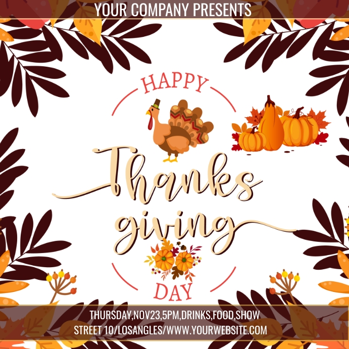 Happy Thanksgiving day party poster Template | PosterMyWall