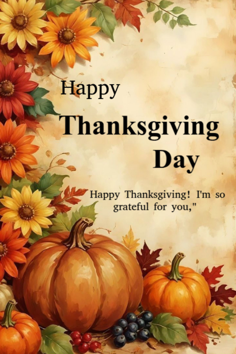 Plantilla de Happy Thanksgiving Day template 2025 | PosterMyWall