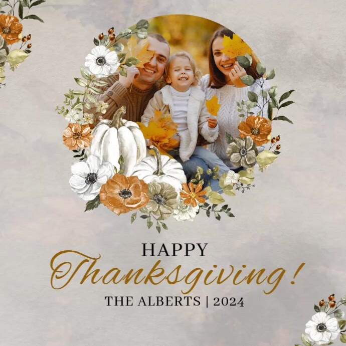 Happy Thanksgiving family photo card Template | PosterMyWall