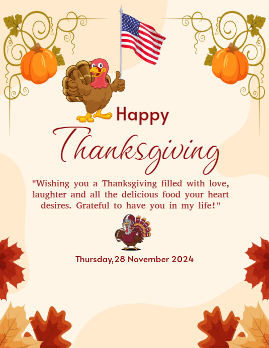 Happy Thanksgiving Flyer Template 2024 | PosterMyWall