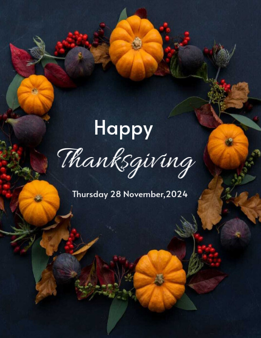 Happy Thanksgiving Flyer Template 2024 | PosterMyWall