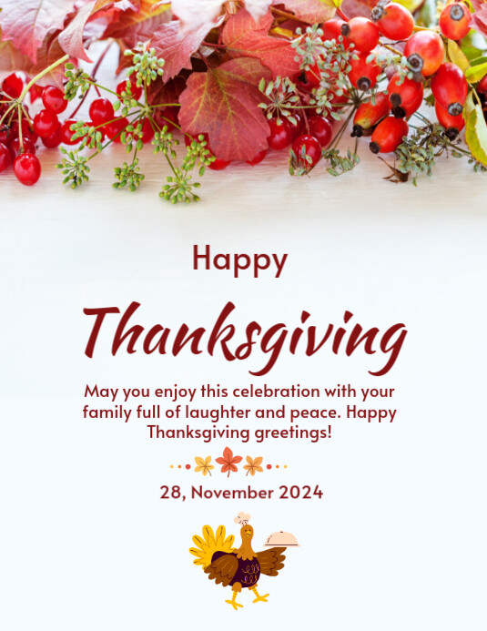 Happy Thanksgiving Flyer Template 2024 | PosterMyWall