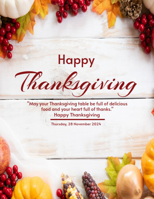 Happy Thanksgiving Flyer Template 2024 | PosterMyWall