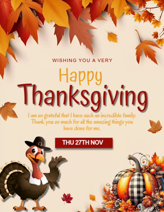 Happy Thanksgiving Greeting Flyer. Template | PosterMyWall