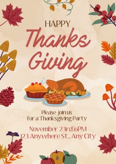 Happy Thanksgiving Invitation Template | PosterMyWall