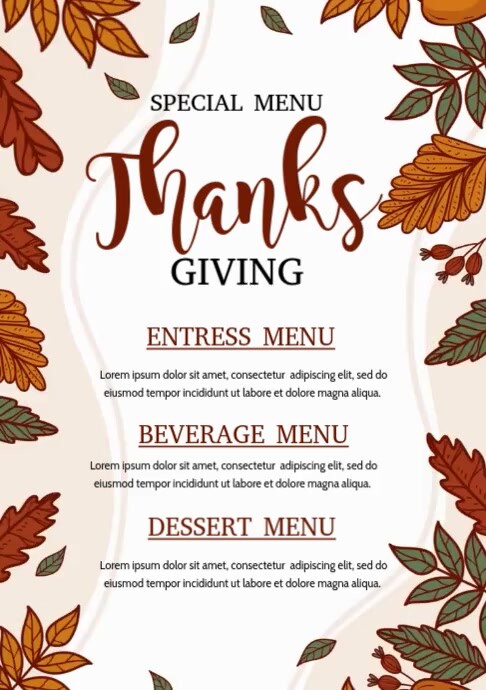 Plantilla de Happy Thanksgiving Menu | PosterMyWall