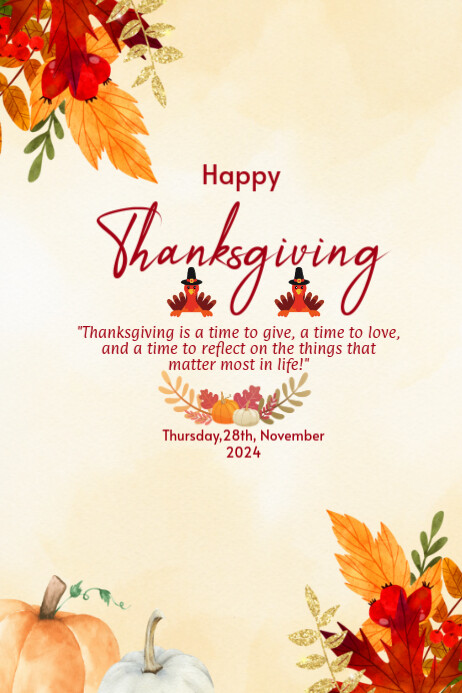 Happy Thanksgiving Poster 2024 Template | PosterMyWall