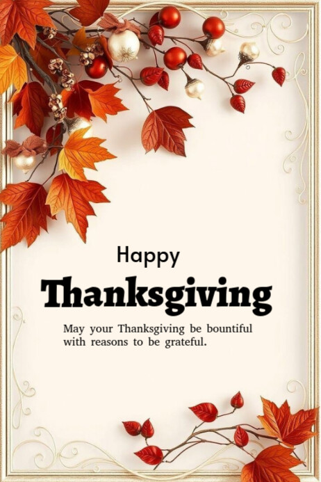 Happy Thanksgiving Poster 2024 Template | PosterMyWall
