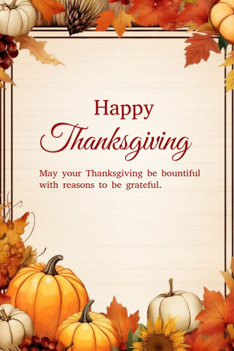 Happy Thanksgiving Poster 2024 Template | PosterMyWall