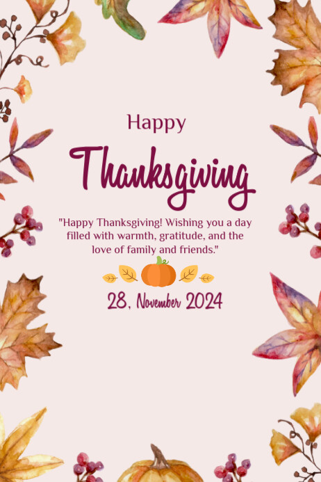 Happy Thanksgiving Poster 2024 Template | PosterMyWall