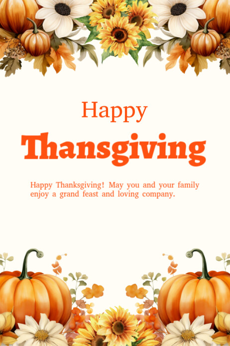 Happy Thanksgiving Poster 2024 Template | PosterMyWall
