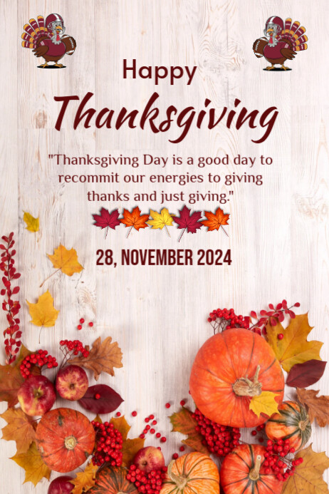 Happy Thanksgiving Poster 2024 Template | PosterMyWall