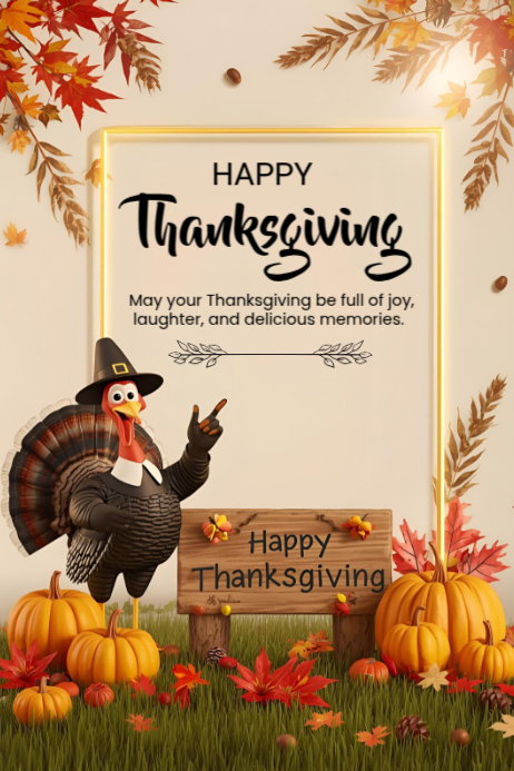 Happy Thanksgiving Poster 2025 Template | PosterMyWall