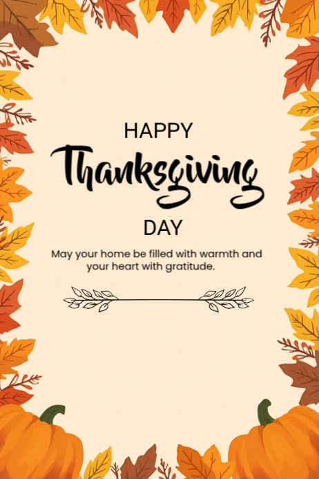 Happy Thanksgiving Poster 2025. Template | PosterMyWall