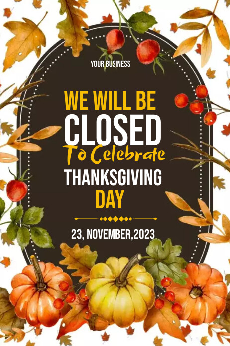 Happy Thanksgiving Poster Design Template | PosterMyWall