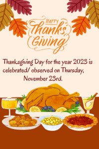 Happy Thanksgiving Poster Design Template | PosterMyWall
