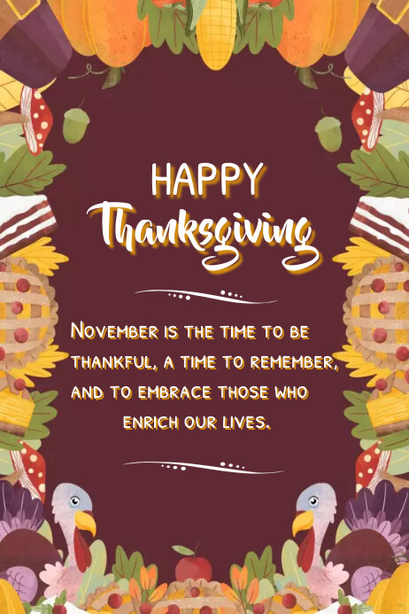 Plantilla de Happy Thanksgiving Poster Design | PosterMyWall