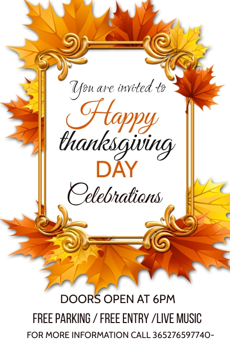 happy thanksgiving poster Template | PosterMyWall