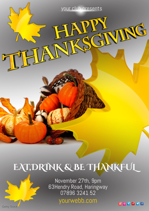 Happy Thanksgiving Poster Template | PosterMyWall