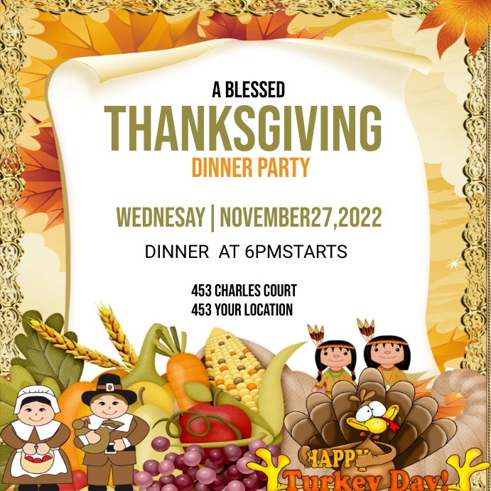 Copy of happy thanksgiving poster | PosterMyWall