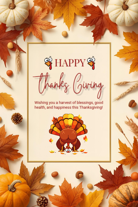 Happy Thanksgiving Poster Template 2025. | PosterMyWall