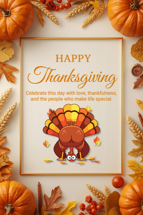 Happy Thanksgiving Poster Template. | PosterMyWall