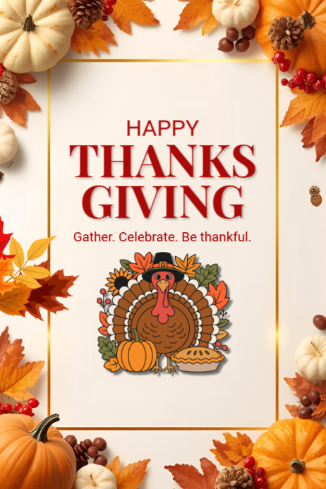 Happy Thanksgiving Poster Template. | PosterMyWall