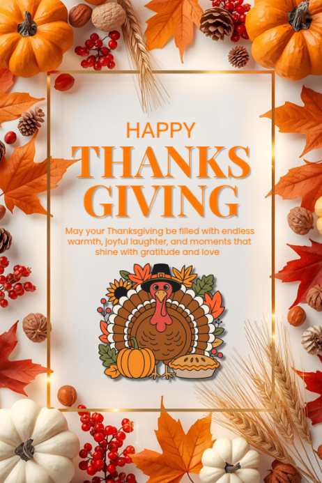 Happy Thanksgiving Poster Template. | PosterMyWall