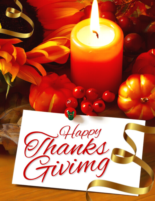 Copy of Happy Thanksgiving Red flyer (Us letter) | PosterMyWall